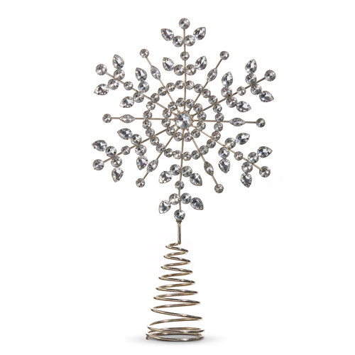 Raz 12" Silver Jeweled Snowflake Tree Topper | Raz Imports | Raz ...