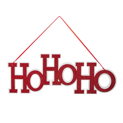 Raz 24" Ho Ho Ho Red Glittered Hanging Christmas Sign | Raz Imports ...