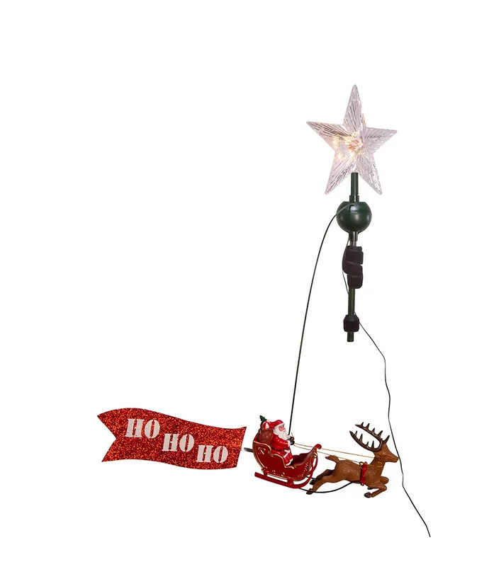 Kurt Adler 19.7" Lighted LED Star With Rotating Santa and Sleigh ...