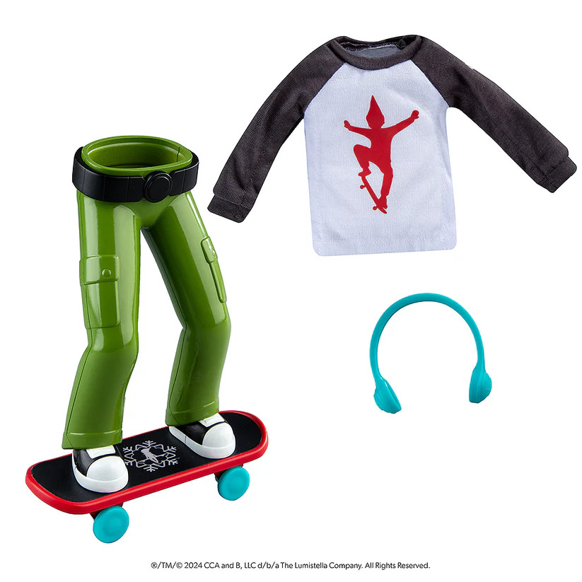 Elf On The Shelf MagiFreez Holly Jolly Ollie Skateboard Outfit Set ...
