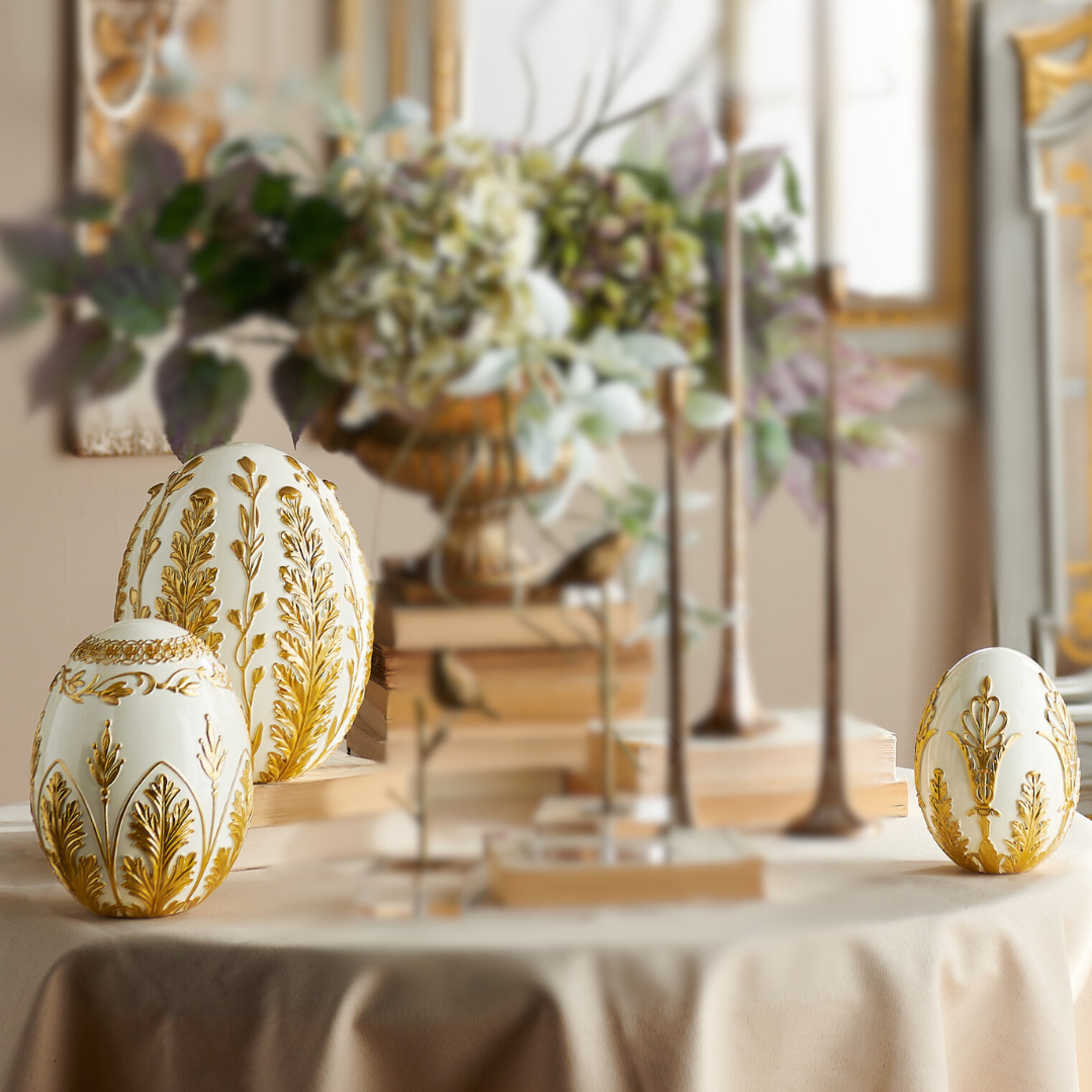 Raz 6", 8", or 9.75" Cream and Gold Easter Egg Decoration | Raz Imports ...