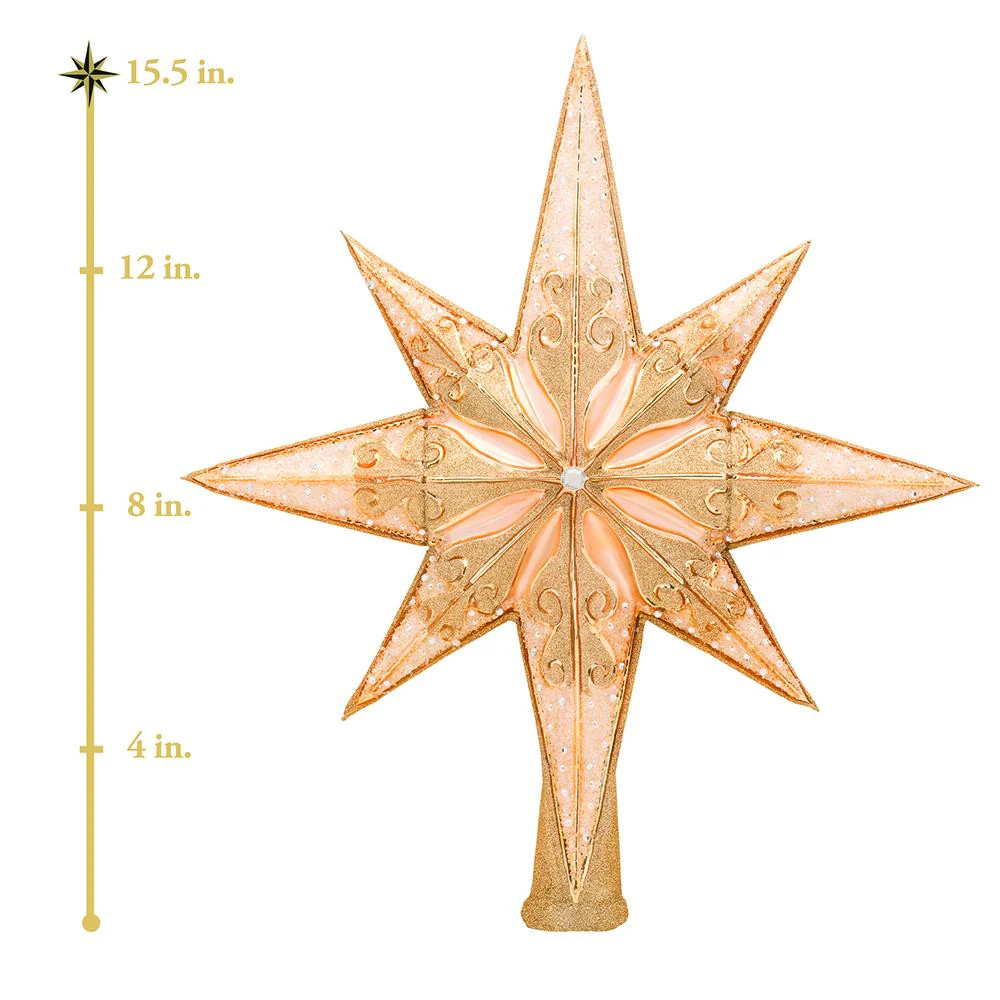Christopher Radko Champagne Stellar Star Glass Christmas Tree Topper ...