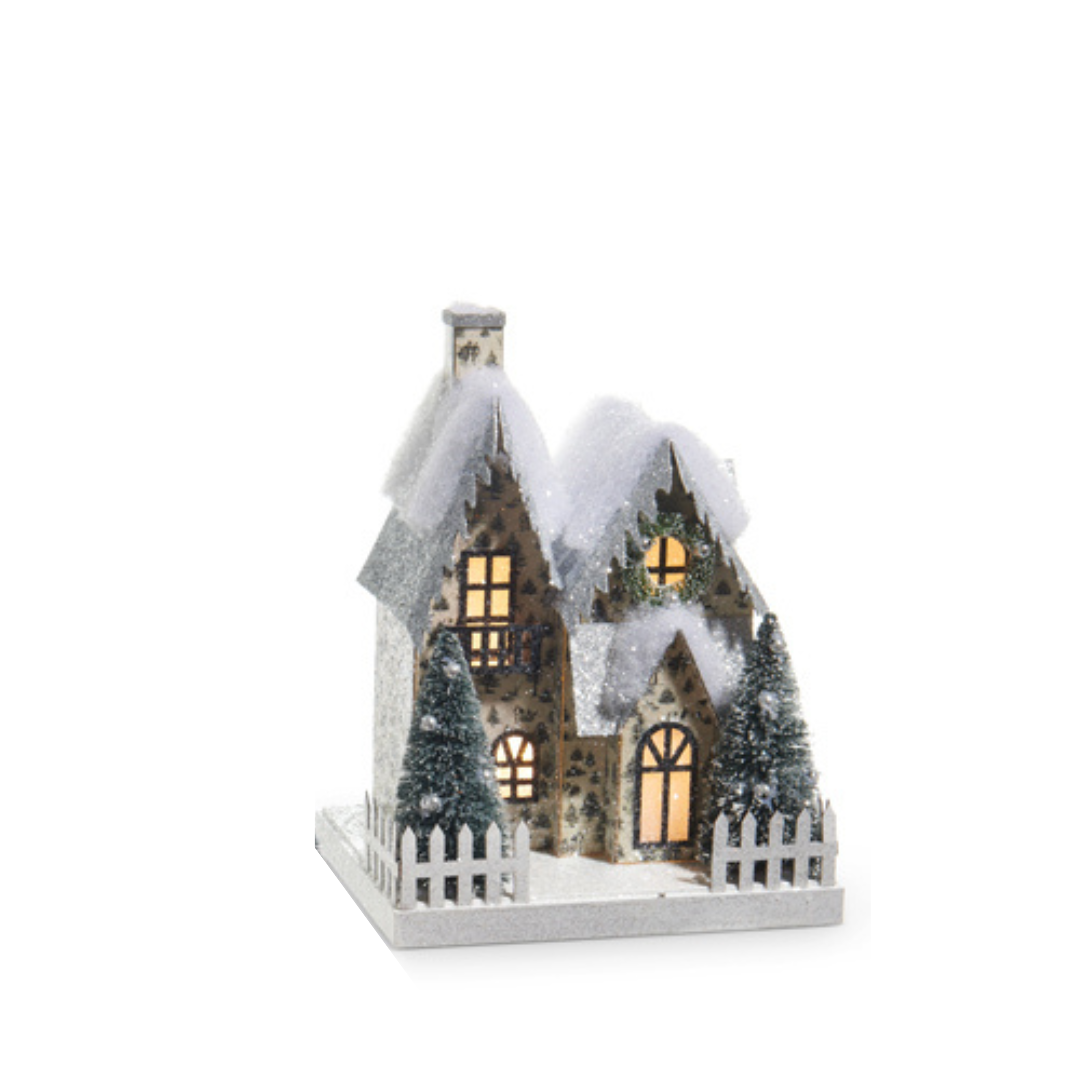 Raz 9" Through the Woods Lighted Paper House Christmas Decoration | Raz ...