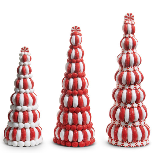 Raz 14.5" Set of 3 Peppermint Candy Trees Christmas Decoration | Raz ...