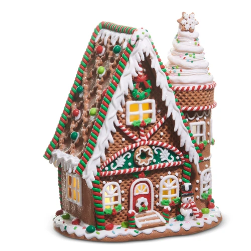 Raz 10" or 12" Lighted Gingerbread House Christmas Decoration | Raz ...
