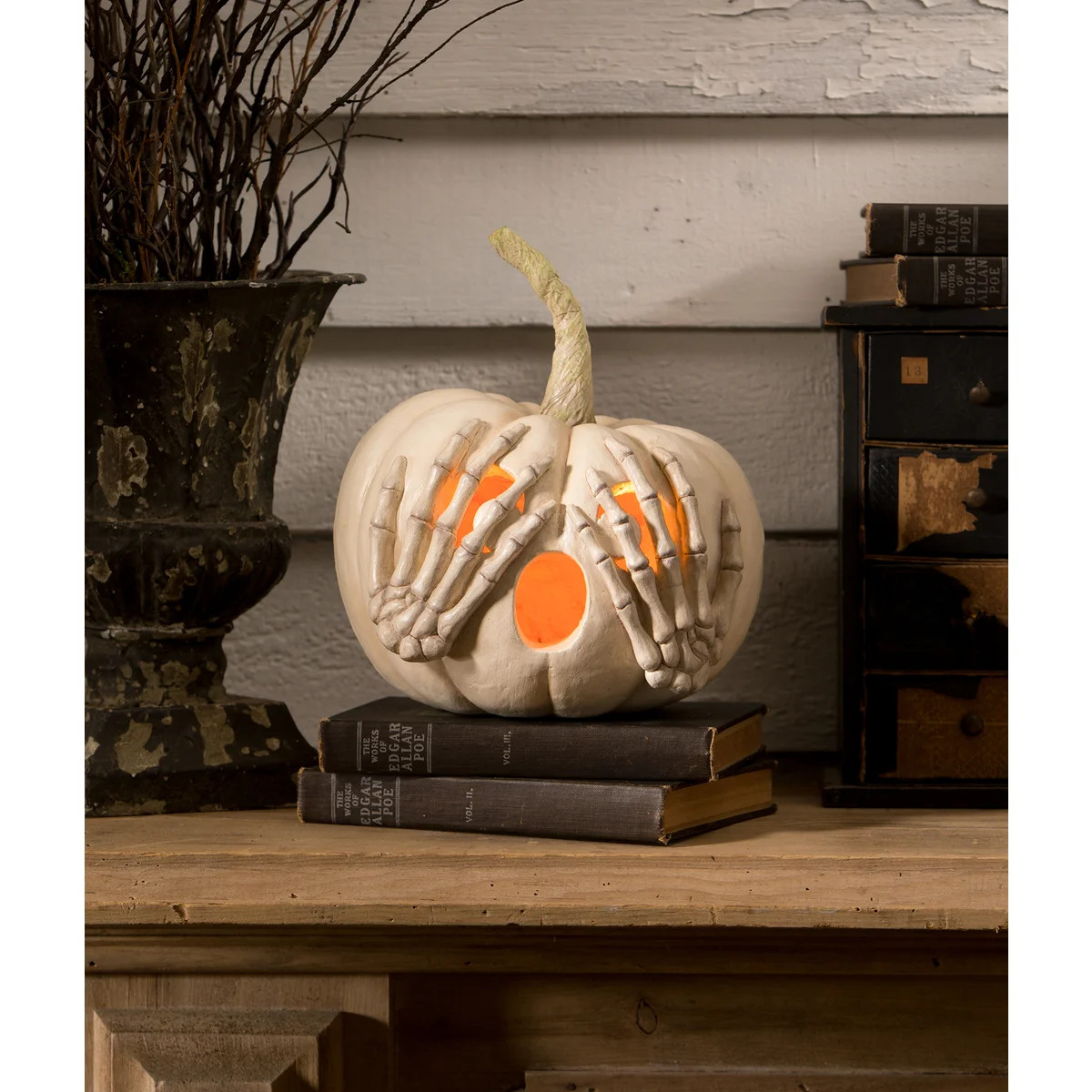 Bethany Lowe 10" Peek-a-Boo Pumpkin Orange Halloween Decoration ...