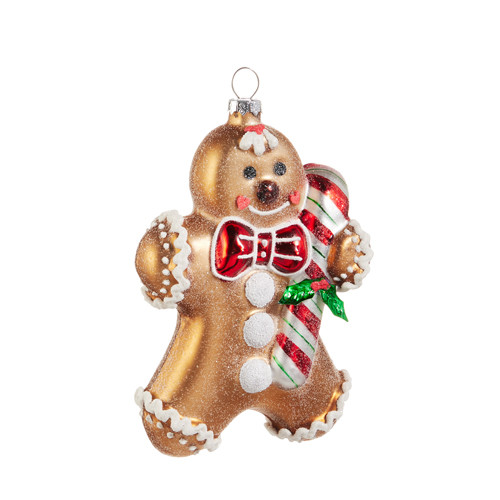 Raz 5.25" Gingerbread Man Glass Christmas Ornament | Raz Imports | Raz ...