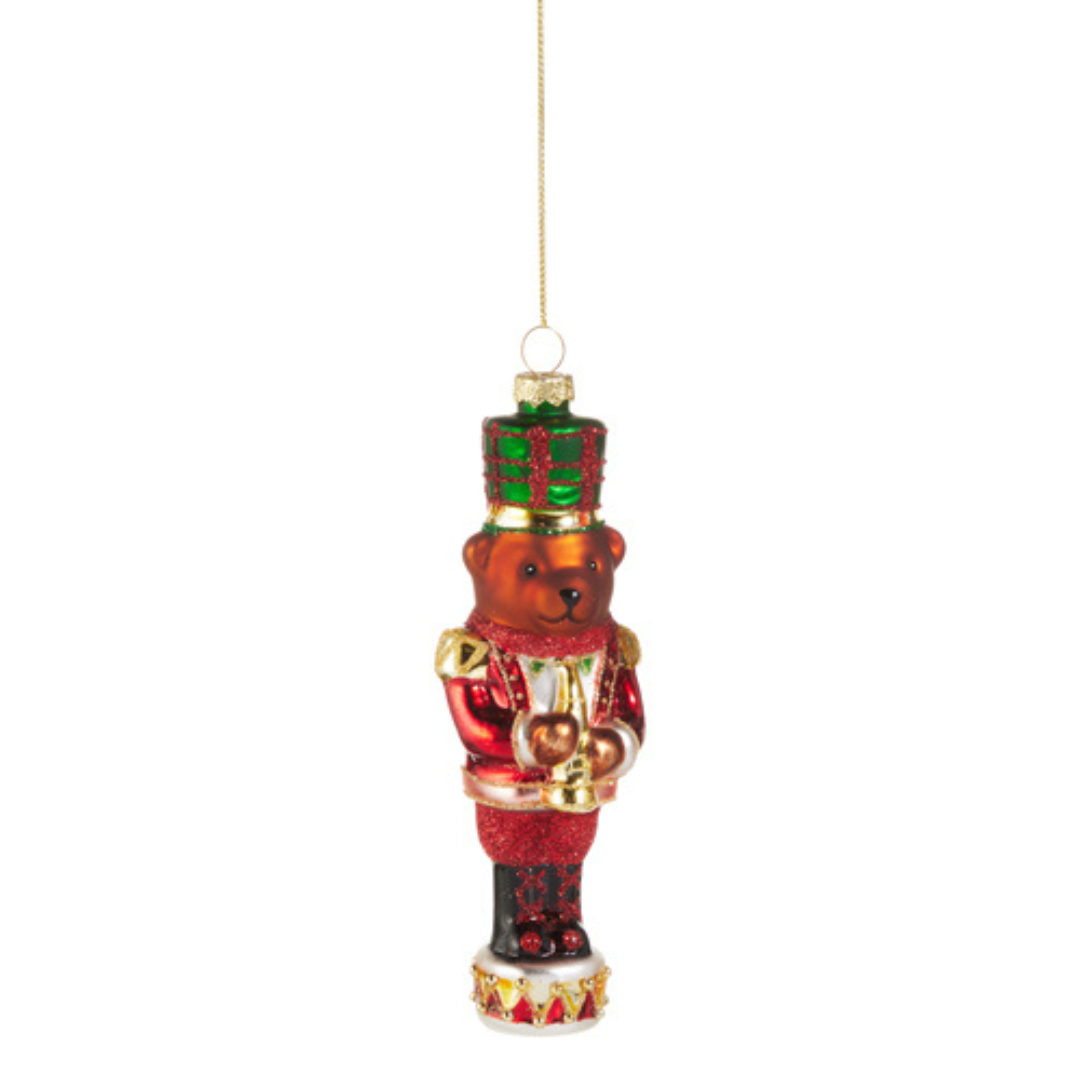Raz 5.75" Teddy Bear Nutcracker Glass Christmas Ornament Set of 2 | Raz ...
