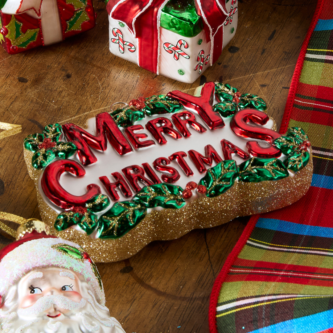 Raz 5.5" Merry Christmas Glass Christmas Ornament | Raz Imports | Raz ...