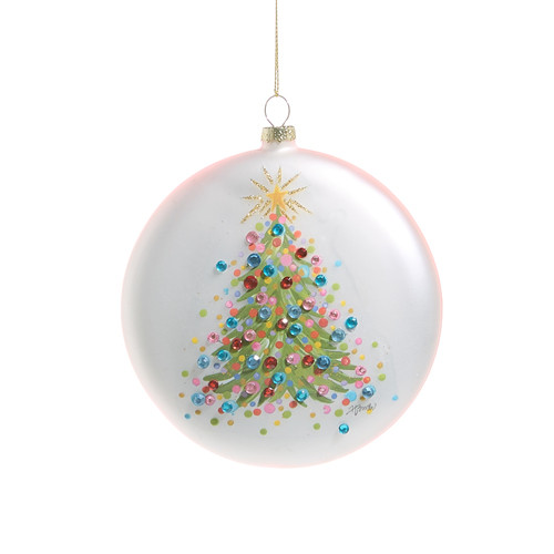 Raz 5" Confetti Tree Disc Glass Christmas Ornament | Raz Imports | Raz ...