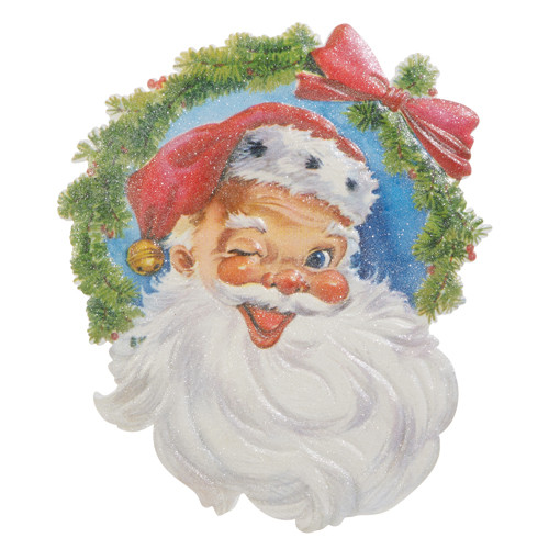 Raz 18" Large Santa Head Cut Out Christmas Wall Sign Decoration | Raz ...