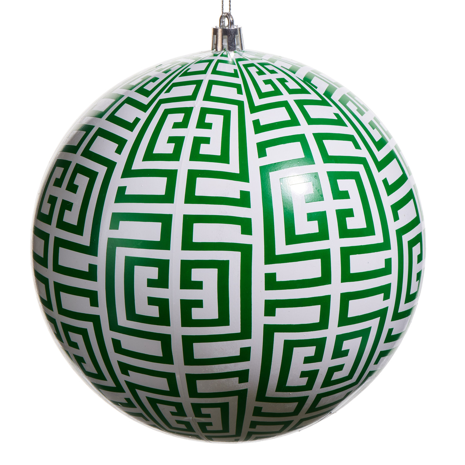 Raz 6" Green Greek Key Large Ball Christmas Ornament | Raz Imports ...