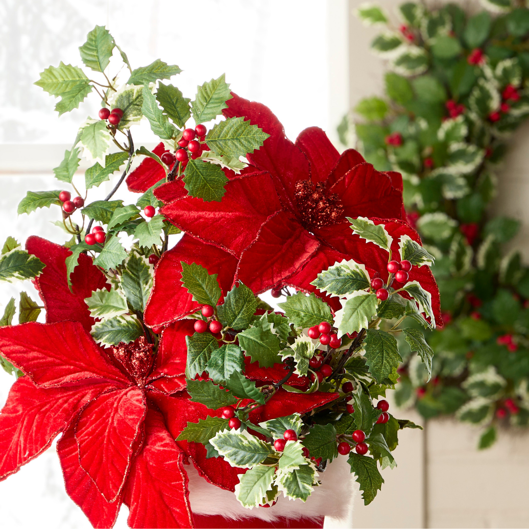 Raz 45" Mixed Holly Branch Christmas Tree Pick | Raz Imports | Raz ...