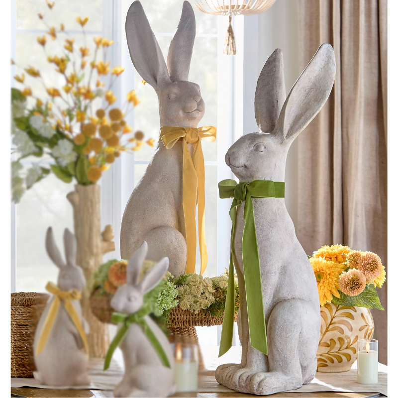 Raz 31.5" Large Concrete Look Rabbit with Bow Easter Figure Decoration ...