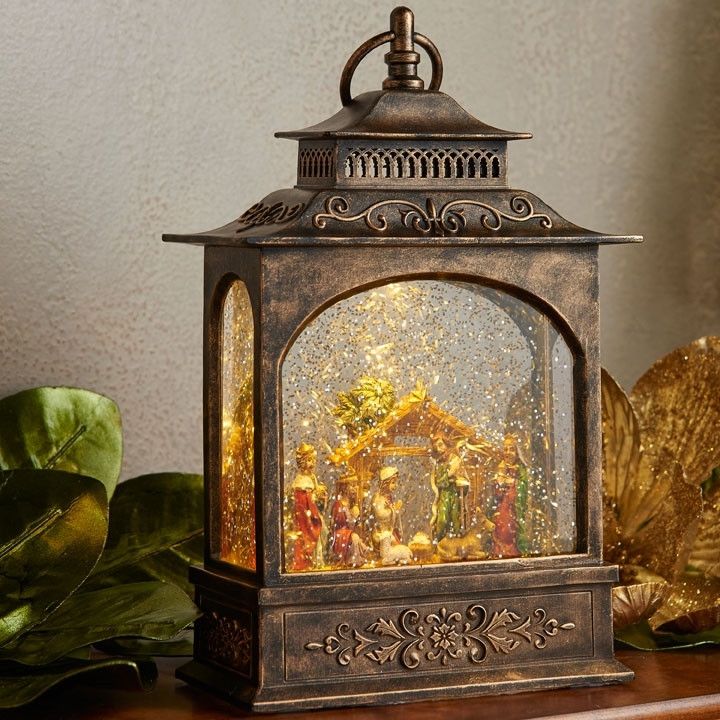 Raz 11" LED Lighted Nativity Scene In Bronze Christmas Water Globe ...