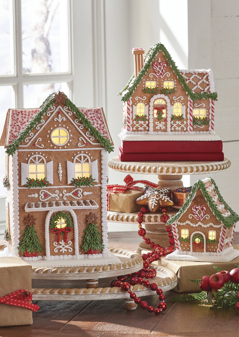 Raz LED Lighted Holiday Spice Gingerbread House Christmas House Figure ...