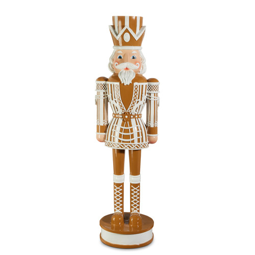 Raz 15.5" Brown and White Wooden Gingerbread Nutcracker Christmas ...