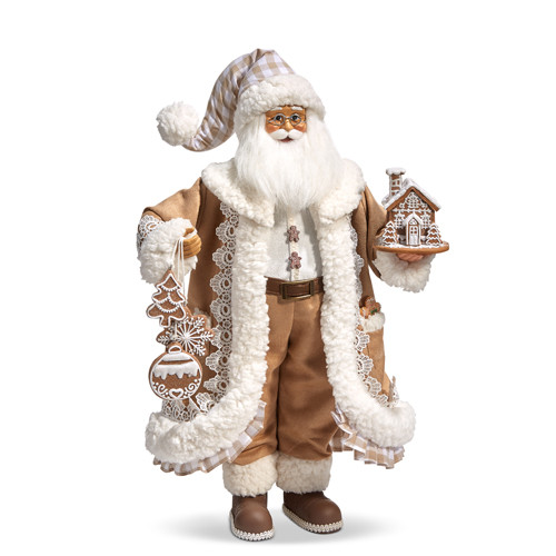 Raz 18" Gingham Gingerbread Christmas Santa Figure | Raz Imports | Raz ...