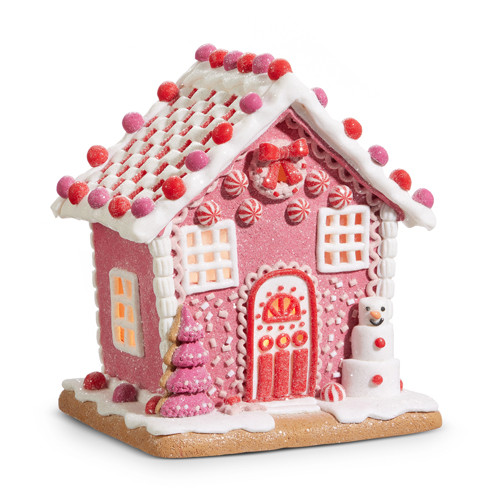 Raz 8.5" or 11.5" Lighted Pink Gingerbread House | Raz Imports | Raz ...