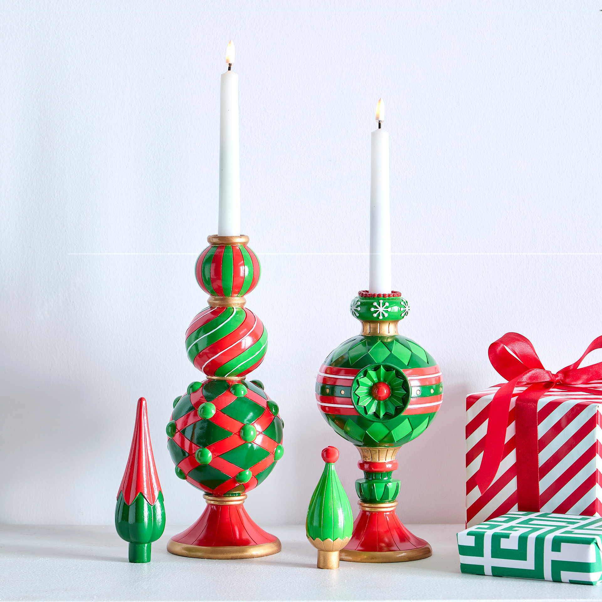 Raz 20" Vintage Red and Green Finials Christmas Decoration| Raz Imports ...