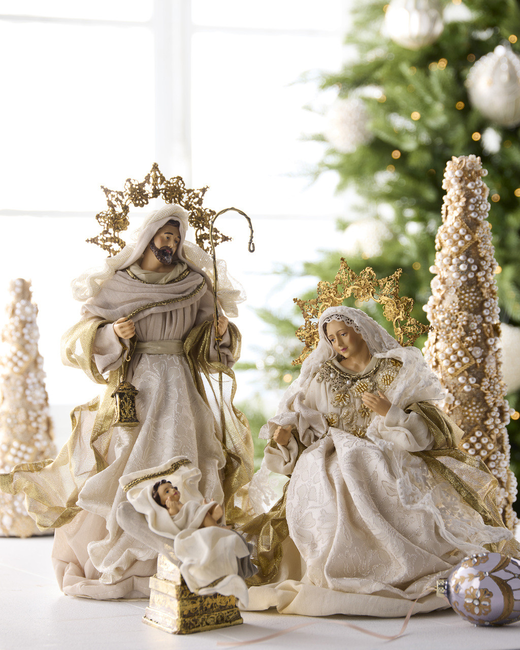 Raz 28.25" Large Green and Ivory Holy Family Christmas Nativity Scene ...