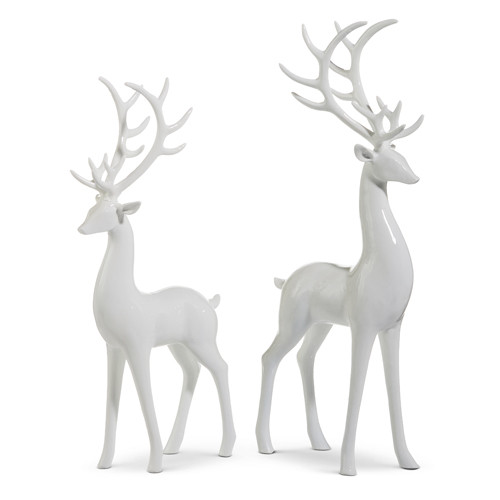 Raz 14" Scrollwork White Deer Christmas Figure Set of 2 | Raz Imports ...