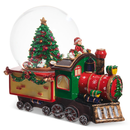 Raz 12.25" Santa and Reindeer Lighted Christmas Water Globe Train | Raz ...