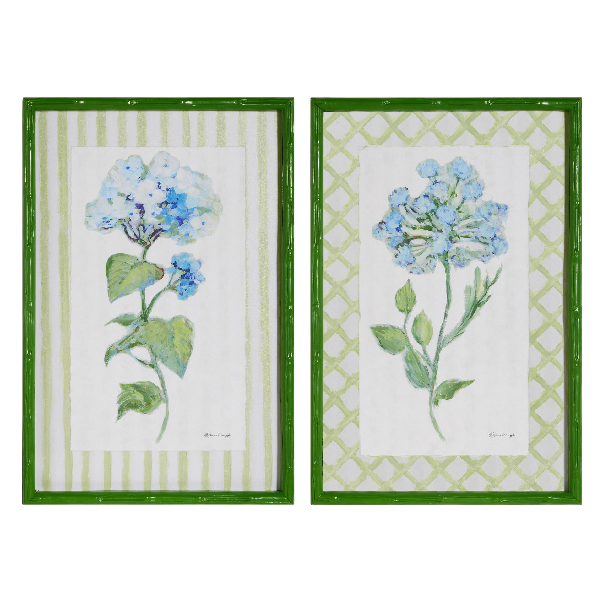 Raz 23.5" Set of 2 Azure Bloom Hydrangea Framed Print Spring Decoration ...