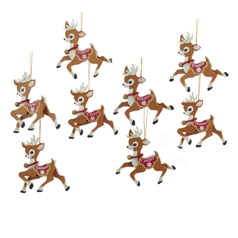 Kurt Adler 4" Wooden Santa's Reindeer Christmas Ornament | Kurt Adler ...