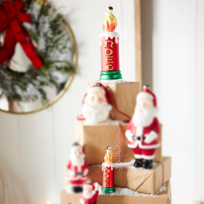 Noel Plastic Blow Mold Lighted Candles c5030
