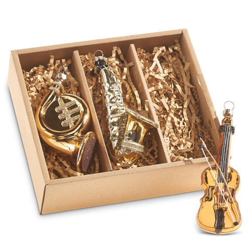 Raz 4.5" Box of musical Instruments Glass Christmas Ornaments | Raz ...