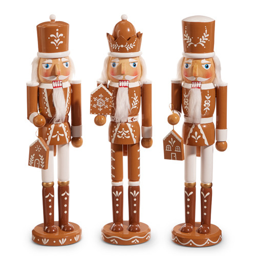 Raz 44" Large White and Brown Gingerbread Nutcracker Christmas Figure ...