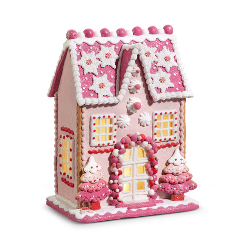 Raz 8.5" or 11.5" Lighted Pink Gingerbread House | Raz Imports | Raz ...