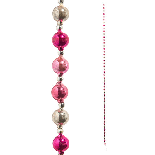 Raz 4' Pink Ball Ornament Christmas Garland | Raz Imports | Raz ...