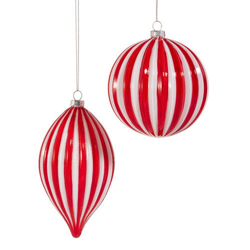 Raz 4" Holly Striped Glass Christmas Ornament | Raz Imports | Raz ...