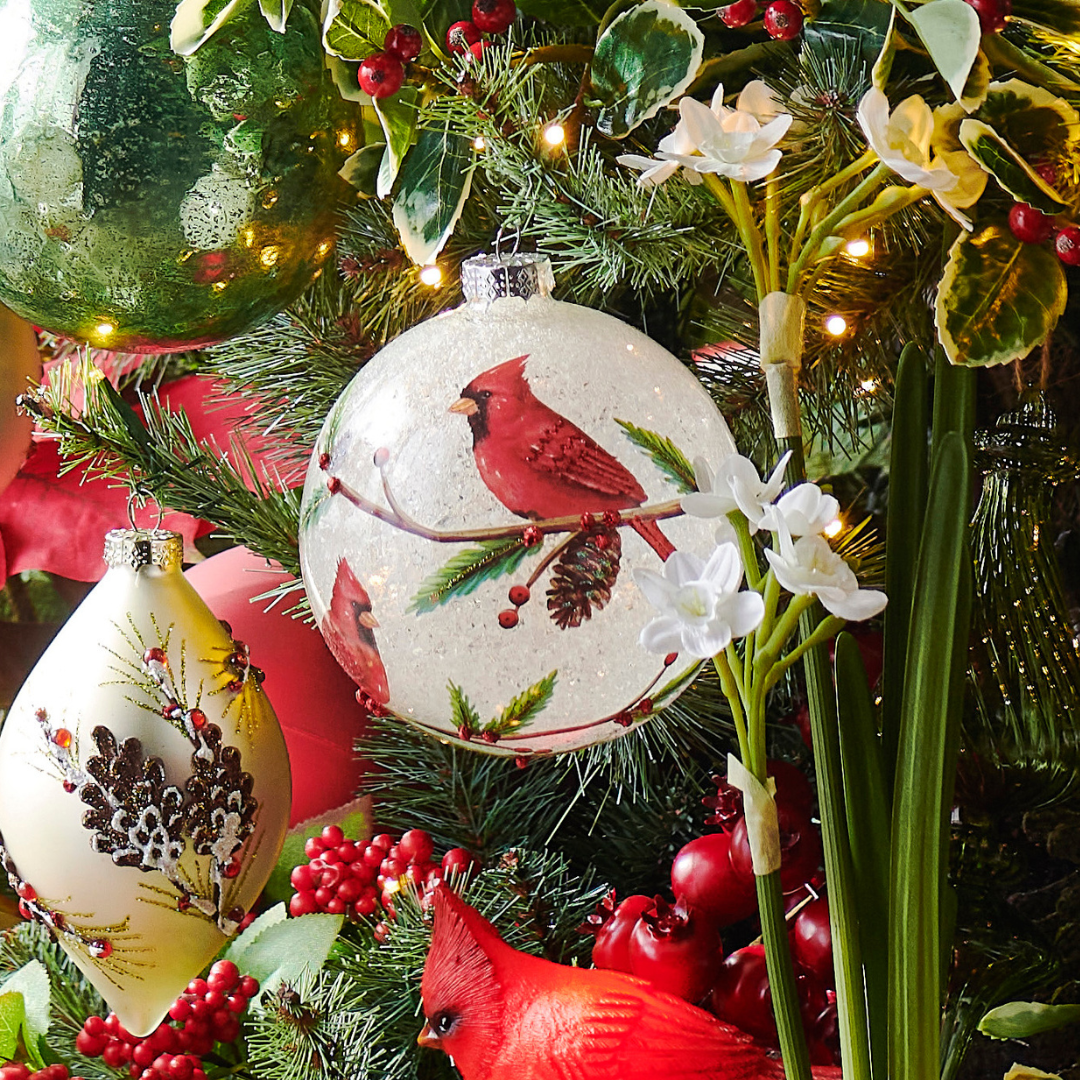 Raz 5" Red and White Gingham Ball Glass Christmas Ornament | Raz ...
