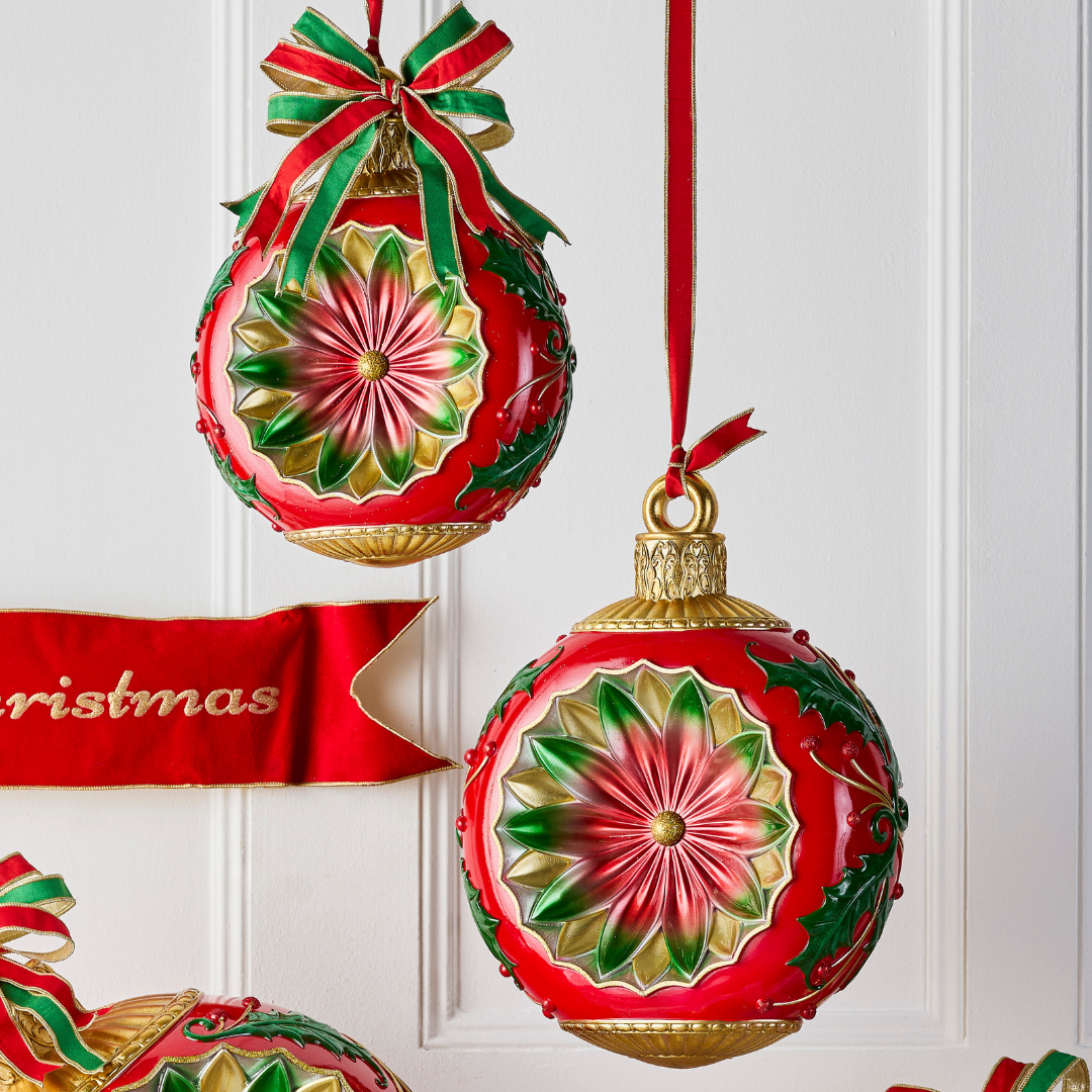 Raz 18" Large Vintage Red and Green Ornament Decoration | Raz Imports ...