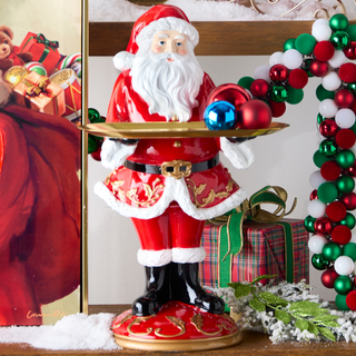 Raz 28.75" Christmas Table Top Santa Butler Figure with Serving ...
