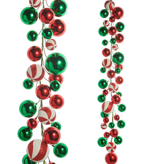 Raz 4' Red, Green, and White Ball Garland | Raz Imports | Raz Christmas ...