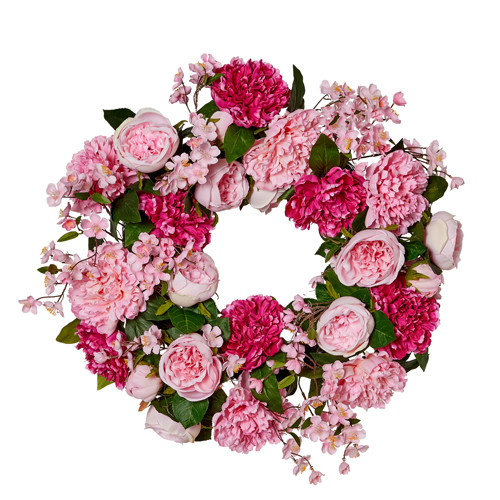 Raz 26" Oval White Rose and Hydrangea Spring Wreath | Raz Imports | Raz ...