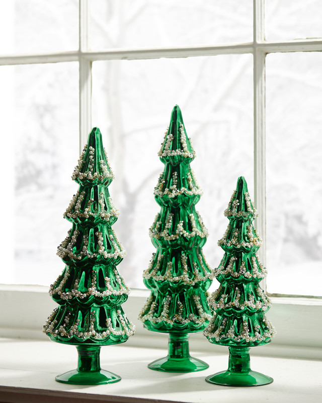 Raz 13.5" Red Beaded Glass Christmas Tree Figures | Raz Imports | Raz ...