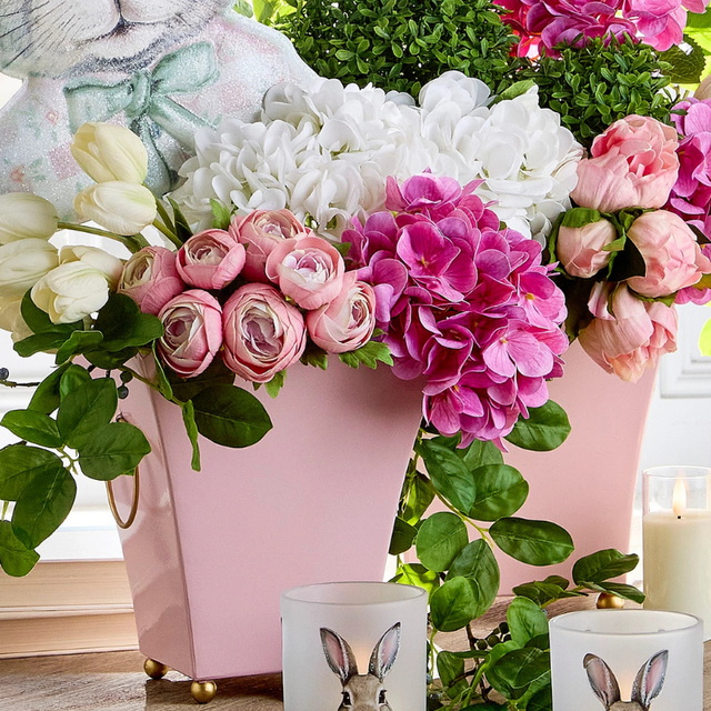 Raz 10" Pink Eyelet Trim Container Spring Decoration | Raz Imports ...