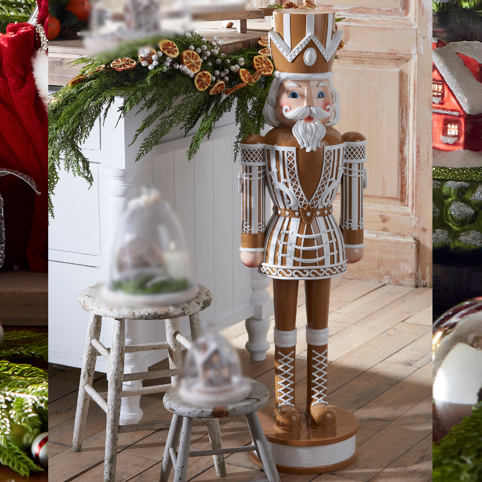 Raz 15.5" Brown and White Wooden Gingerbread Nutcracker Christmas ...