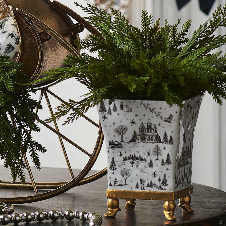 Raz 12.25" Red and Gold Cache Pots Christmas Decoration | Raz Imports ...