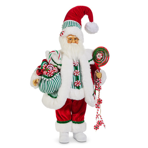 Raz 18" Gingham Gingerbread Christmas Santa Figure | Raz Imports | Raz ...