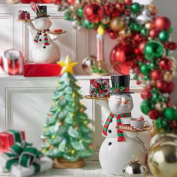 Raz 16" or 25" Large Retro Snowman Cake Plate Christmas Decoration ...
