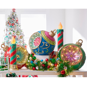 Raz Large Retro Reflector Ornament Lighted Christmas Decoration | Raz ...