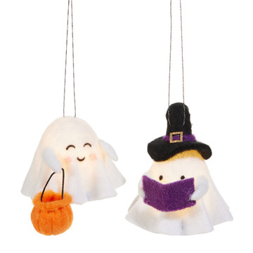 Raz 5.5" Lighted Felt Ghost Halloween Ornament | Raz Imports | Raz ...