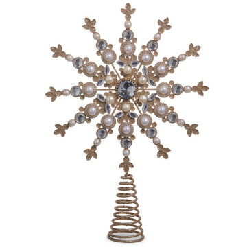 Raz 13.5" Jeweled and Pearl Star Christmas Tree Topper | Raz Imports ...