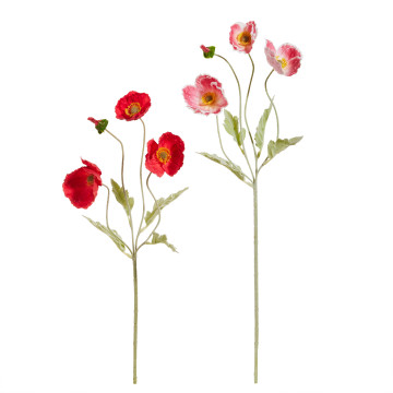 Raz Set of 2 25" Real Touch Pink & Red Poppy Spring or Summer Spray ...